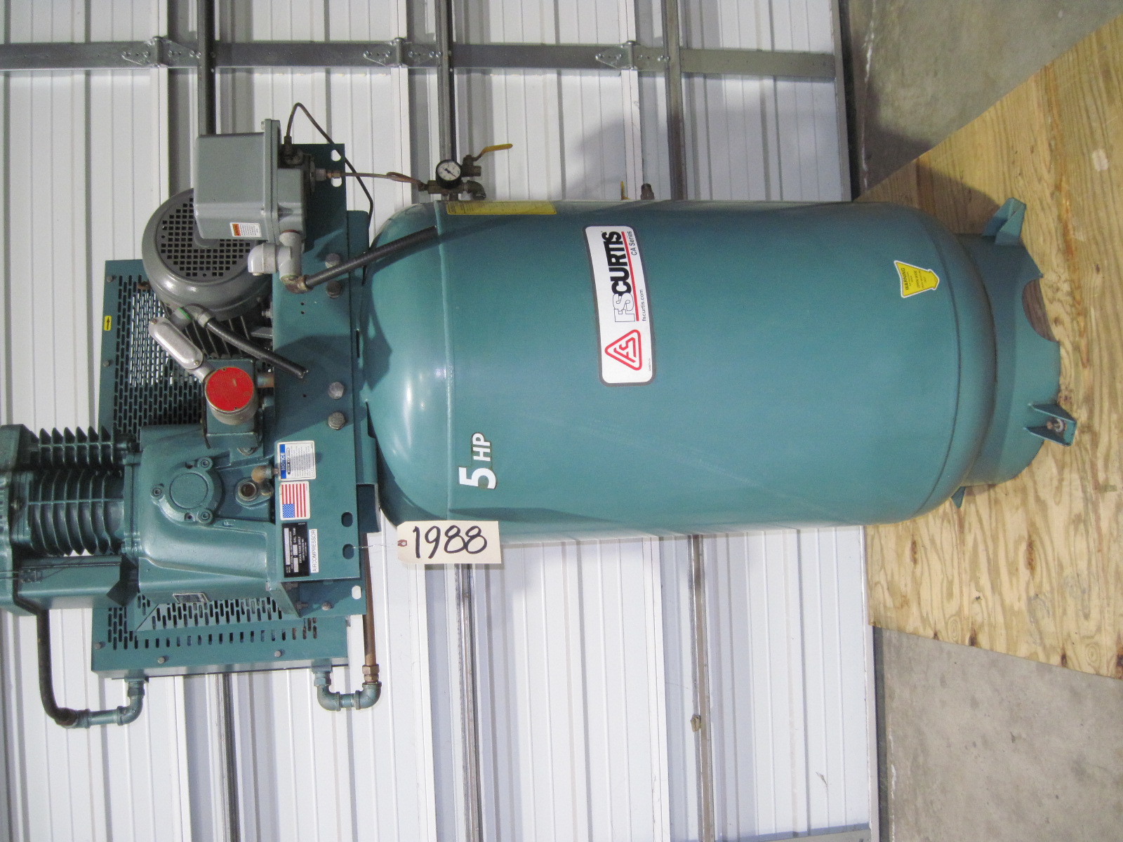 Used 5HP, 3-Phase 230V, Curtis Air Compressor with 80-Gallon Receiver ...